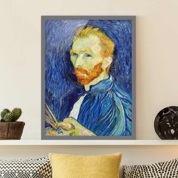 Bilderwelten Bild mit Rahmen originell blau modern inkl. Rahmung - Van Gogh - Selbstbildnis - Deko Wohnzimmer Schlafzimmer