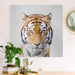 Bilderwelten Leinwandbild Tiere Motiv Kunstdruck schwarz weiss - Tiger Tiago - Tiger XXL Kinderzimmer Baby M&auml;dchen Jungen