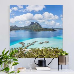 Bilderwelten Leinwandbild Strand Motiv Kunstdruck blau - Inselparadies II - Frankreich XXL Wohnzimmer Schlafzimmer