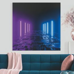 Bilderwelten Leinwandbild Neonlichter in Lila und Blau