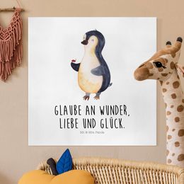 Bilderwelten Leinwandbild Tiere Abstrakt Aquarell schwarz - Mr. & Mrs. Panda - Pinguin - Wunder und Gl&uuml;ck - Spr&uuml;che XXL Kinderzimmer Baby M&auml;dchen Jungen