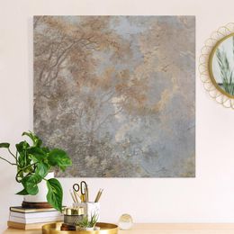 Bilderwelten Leinwandbild Abstrakt Kunstdruck braun - Versteckte Lichtung in den Wolken - Wandbild XXL Wohnzimmer Schlafzimmer