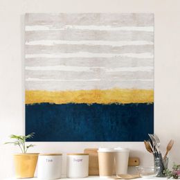 Bilderwelten Leinwandbild originell modern Kunstdruck beige - Streifen - Wandbild XXL Wohnzimmer Schlafzimmer