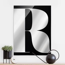 Glasbild Antiqua Letter R Schwarz
