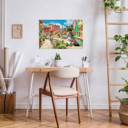 Bilderwelten Leinwandbild Stadt Fotomontage Kunstdruck bunt - Buntes Venedig - Italien XXL Wohnzimmer Schlafzimmer