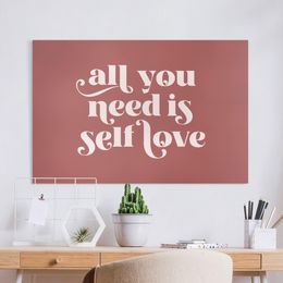Bilderwelten Leinwandbild Spr&uuml;che modern Kunstdruck rot - Selbstliebe - Spruch - Motivation XXL Wohnzimmer Schlafzimmer
