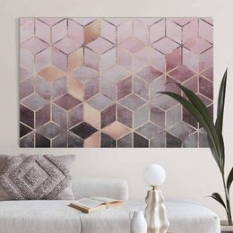 Bilderwelten Akustikbild Rosa Grau goldene Geometrie