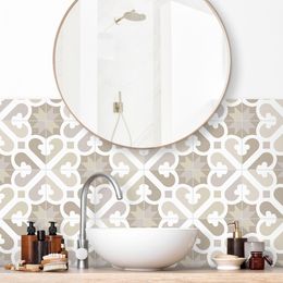 Bilderwelten Wandverkleidung Bad Abstrakt Fliesenoptik Ornamente beige - Geometrische Fliesen - Erde - wasserfest Wandpaneel statt Fliesen
