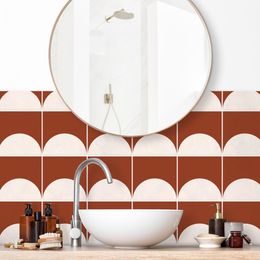 Bilderwelten Wandverkleidung Bad Fliesen mit Halbkreisen Terracotta