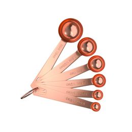 Intirilife 6-teiliges Messlöffel Set - 1 Esslöffel - 1/8 Teelöffel in Roségold | Gr.: onesize