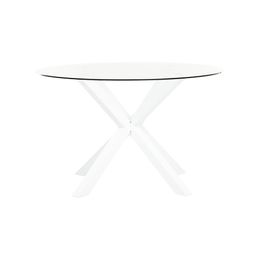Beliani Runder Tisch MALETTO in Weiß/Transparent - (W) 120 x (H) 77 x (L) 120 cm | Gr.: onesize