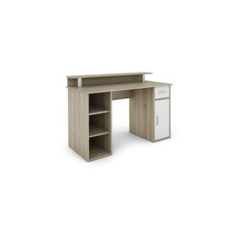 ByLiving Schreibtisch Diego in Sonome Eiche / Weiß - (B) 120 x (H) 88 x (T) 55 cm | Gr.: onesize