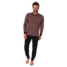 Normann langarm Schlafanzug B&uuml;ndchen Pyjama Streifen - 83095 in schwarz | Gr.: 48