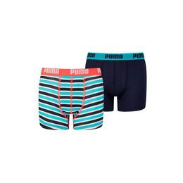 Puma Boxershorts JUNGEN BASIC BOXER Printed Stripes 2P in Fluo Red / Blue | Gr.: 140
