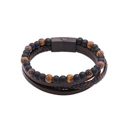 Steel_Art Lederarmband Herren Paul schwarz farben in schwarz | Gr.: 23 cm