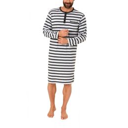 Normann Nachthemd langarm Knopfleisreifen - 46840 in Grau | Gr.: 50