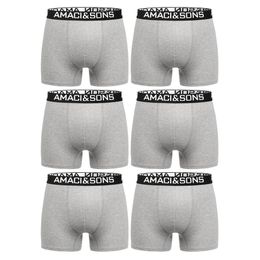 Amaci&Sons Amaci&Sons 6er Pack Boxershorts Robbie in Hellgrau/Schwarz | Gr.: 4XL
