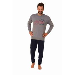 Normann Pyjama Schlafanzug langarm B&uuml;ndchen - 70545 in grau | Gr.: 58