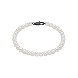 True Rebels Armband aus Edelstahl mit Perle (synth.) in schwarz | Gr.: 21 cm
