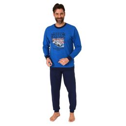 Normann langarm Schlafanzug B&uuml;ndchen Pyjama - 83222 in blau | Gr.: 50