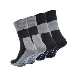 Vincent Creation 4 Paar Stoppersocken ABS-Socken in Schwarz/Grau | Gr.: 39-42