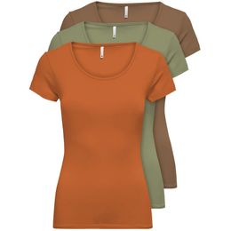 Only 3er-Set T-Shirt in Burnt/Sage/Toast | Gr.: XS
