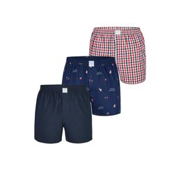 MG-1 3er-Set: Webboxershorts in Dunkelblau/ Rot | Gr.: L