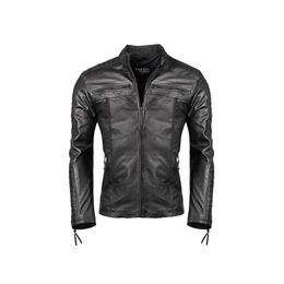 PAULGOS Lederjacke &Uuml;bergangsjacke Biker Look Echtleder D1 in Schwarz | Gr.: L