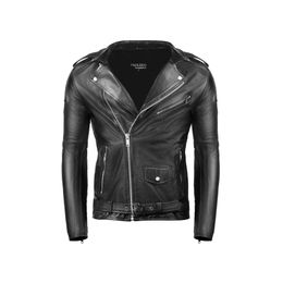 PAULGOS Lederjacke Biker Motorradjacke Echtleder in Schwarz | Gr.: L