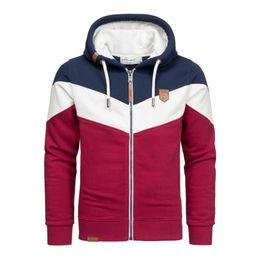 Amaci&Sons Amaci&Sons Sweatjacke im Block-Design ARDMORE in Navyblau/Wei&szlig;/Bordeaux | Gr.: XXL