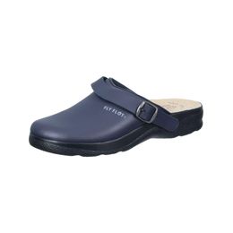 FlyFlot Klassische Hausschuhe, Clogs ohne Absatz, Pantoffeln in blau | Gr.: 38