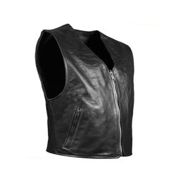 PAULGOS Lederweste Biker Kutte Echtleder BW12 in Schwarz | Gr.: XL