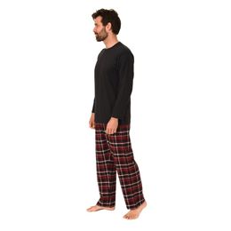 Normann Schlafanzug lang Pyjama FlanellHose Karo - 88220 in schwarz | Gr.: 48
