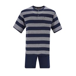 Hajo Schlafanzug Klima Light in Marine/Graumelange | Gr.: 52