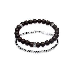 Kuzzoi Armband 925 Sterling Silber Kugel in Schwarz | Gr.: 19 cm