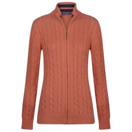 Felix Hardy Grobstrick Zopfmuster Langarm Strickjacke in Lachsrosa | Gr.: S