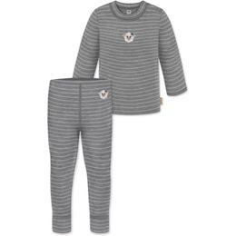 Normani Outdoor Sports Baby Merino Pullover und Merino Hose in Grau gestreift | Gr.: 74