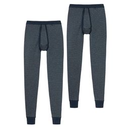Schiesser Lange Unterhose Feinripp Melange in Dunkelblau | Gr.: L
