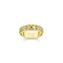Thomas Sabo Bandring Mit Schwarzen Steinen Und Muster in gold, schwarz | Gr.: 60