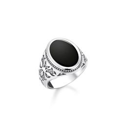 Thomas Sabo Siegelring Mit Schwarzem Onyx in silber, wei&szlig;, schwarz | Gr.: 56