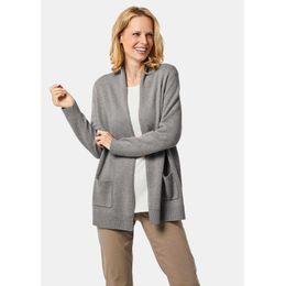 GOLDNER Kurzgr&ouml;&szlig;e: Langarm Cardigan aus Merino in mittelgrau / melange | Gr.: 21