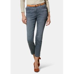 GOLDNER Kurzgröße: 7/8-Jeanshose Slim Fit Jeans BELLA mit Dehnbund in hellgrau | Gr.: 20