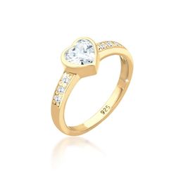Elli Ring 925 Sterling Silber Herz in Gold | Gr.: 58