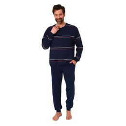 Normann Schlafanzug lang Pyjama Bündchen Kuschel interlock - 86885 in marine | Gr.: 54