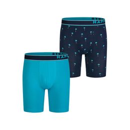Happy Shorts 2er-Set: Boxershorts in Dunkelblau/ T&uuml;rkis | Gr.: L