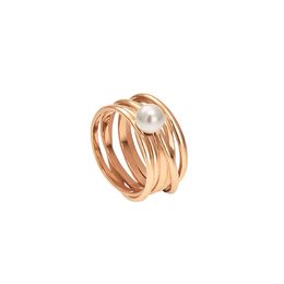 Steel_Art Ring Damen Serpens rose goldfarben in weiss | Gr.: 54