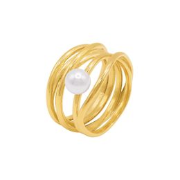 Steel_Art Ring Damen Serpens goldfarben in weiss | Gr.: 56