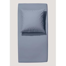 hessnatur Satin Spannbettlaken in graublau | Gr.: 90-100 x 200 cm
