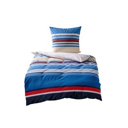 Traumschlaf Bettwäsche Streifen in blau | Gr.: 160x210 cm (65x100 cm)