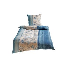 Traumschlaf Bettw&auml;sche Fiori blau in blau | Gr.: 135 x 200 + 80 x 80 cm